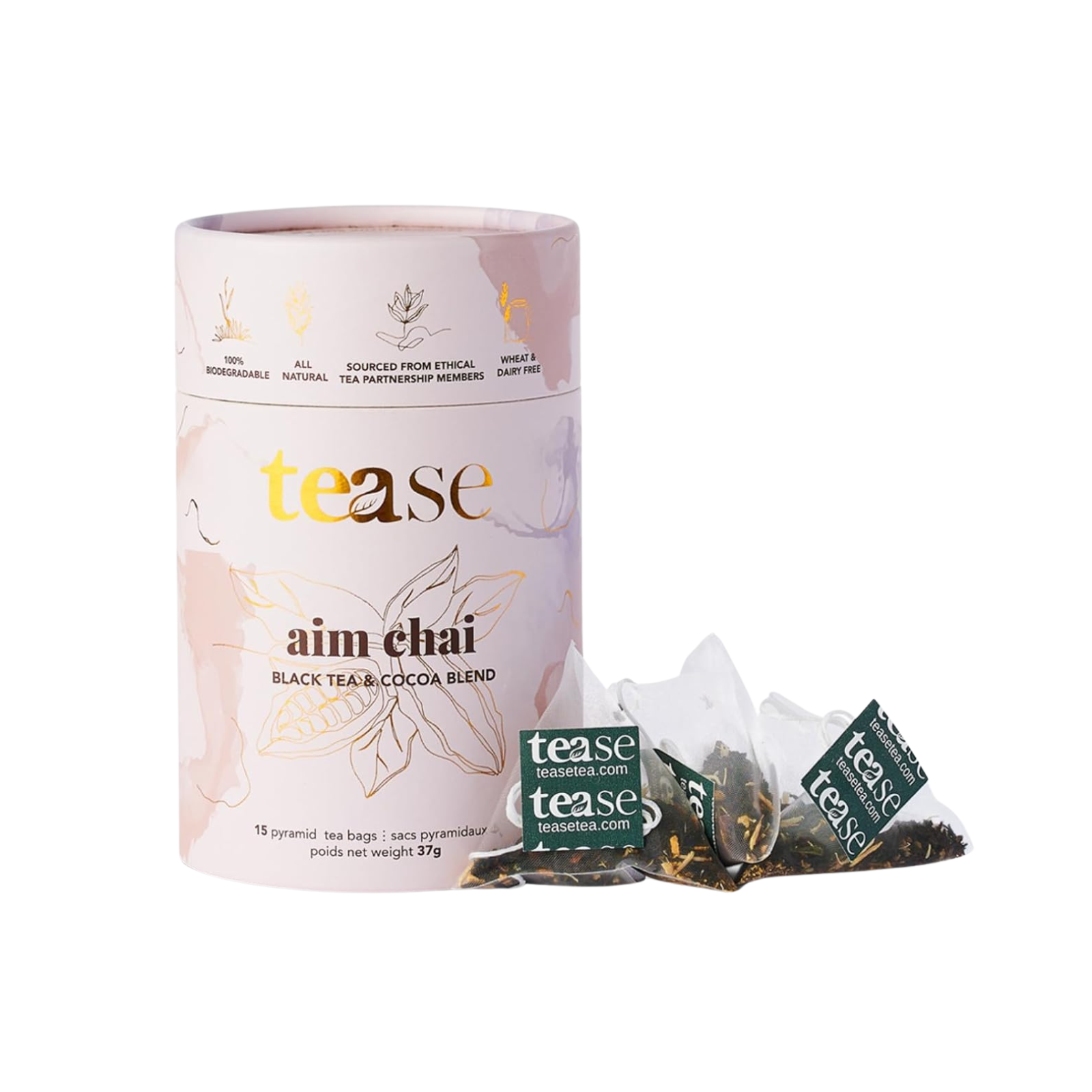Tease Tea Organic Tea Tube Gift Set | 15 Piece Botanical Pyramid Tea B ...